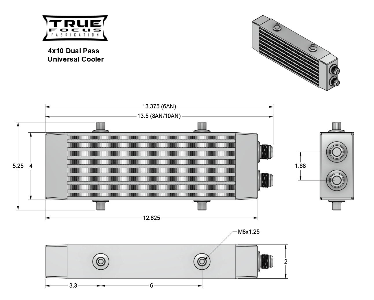 Universal Oil Cooler - Dual Pass – True Focus Fabrication